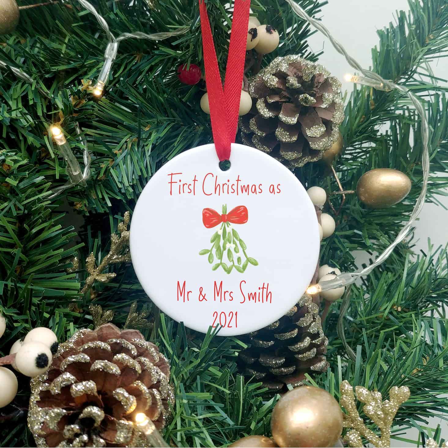 Newly married christmas ornament store